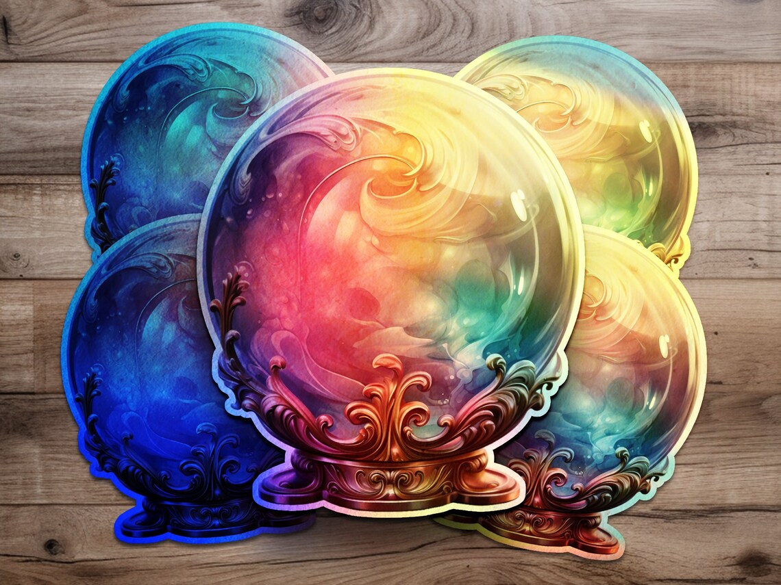 Colorful Crystal Ball Sticker, Die Cut Sticker, Kiss Cut Sticker ...