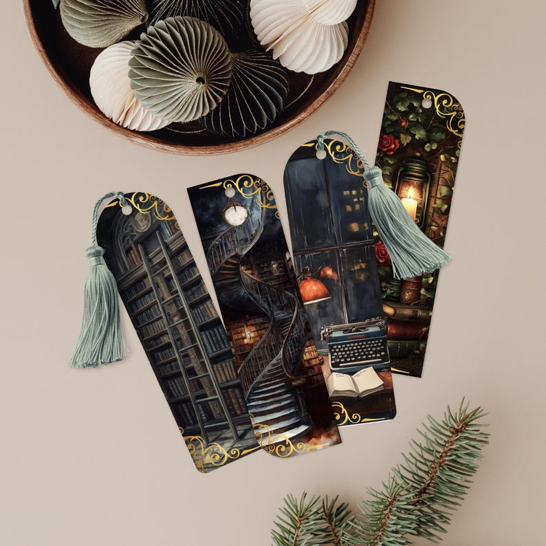 Dark Academia Bookmark Set Printable | Vintage Book Lover Gift | 12 ...