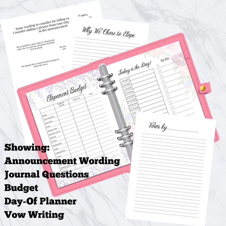 Watercolor Floral Elopement Planner Printable | Wedding Planning ...
