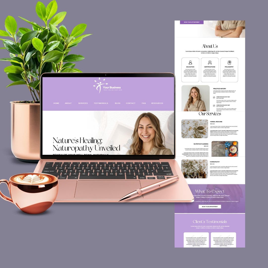 Naturopath Website Template Canva | Holistic Health Coach Website ...