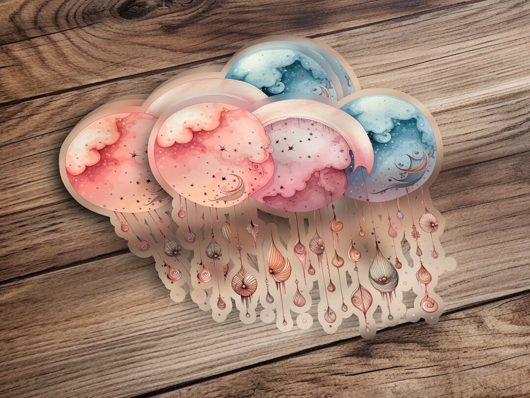 Moondrops Sticker, Die Cut Sticker, Kiss Cut Sticker, Holographic ...