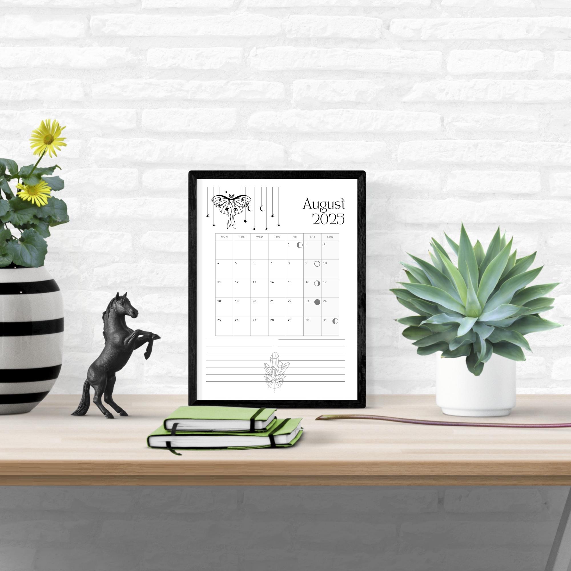 Witchy Monthly Calendar PDF Printable | Moon Phases Included ...