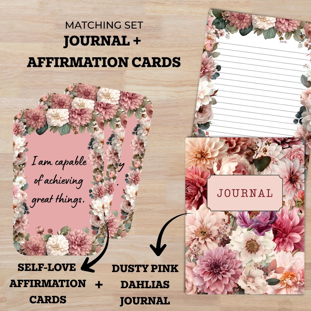 Self-love Affirmation Cards & Journal Bundle • Floral PDF Set ...