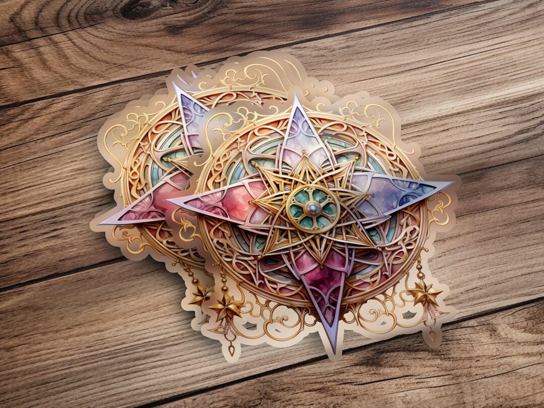 Vintage Compass Sticker, Colorful Star Mandala Decal, Unique Mystical ...
