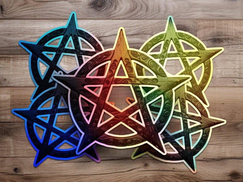 Pentagram Sticker, Die Cut Sticker, Kiss Cut Sticker, Holographic ...