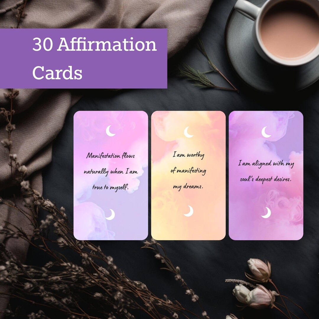 Printable Affirmation Cards Deck PDF | 30 Aligned Intentions Cards ...