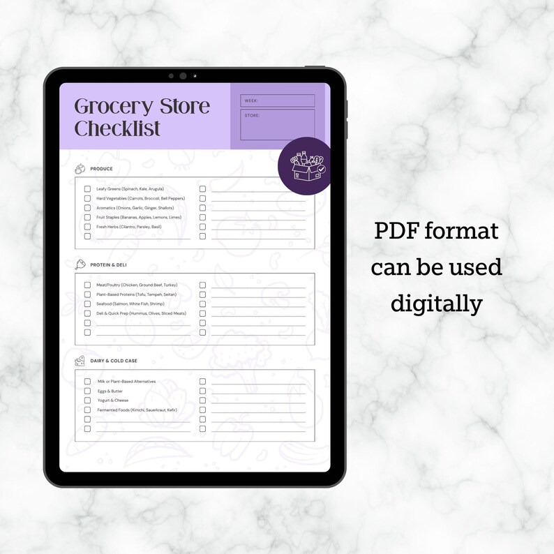 Grocery Store Checklist Printable PDF | Weekly Shopping List Template ...