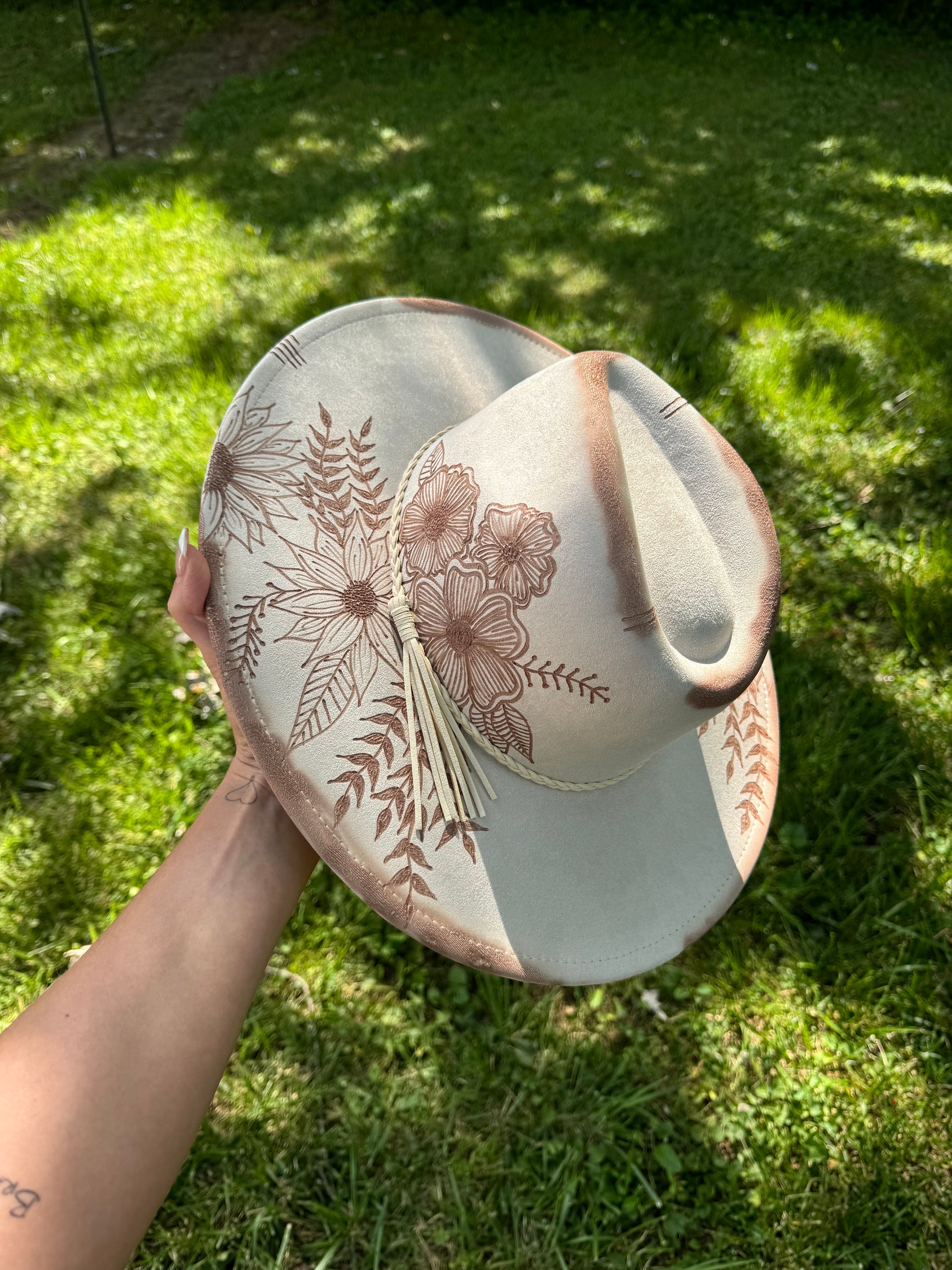 Hand Burned Flower Fedora - Etsy
