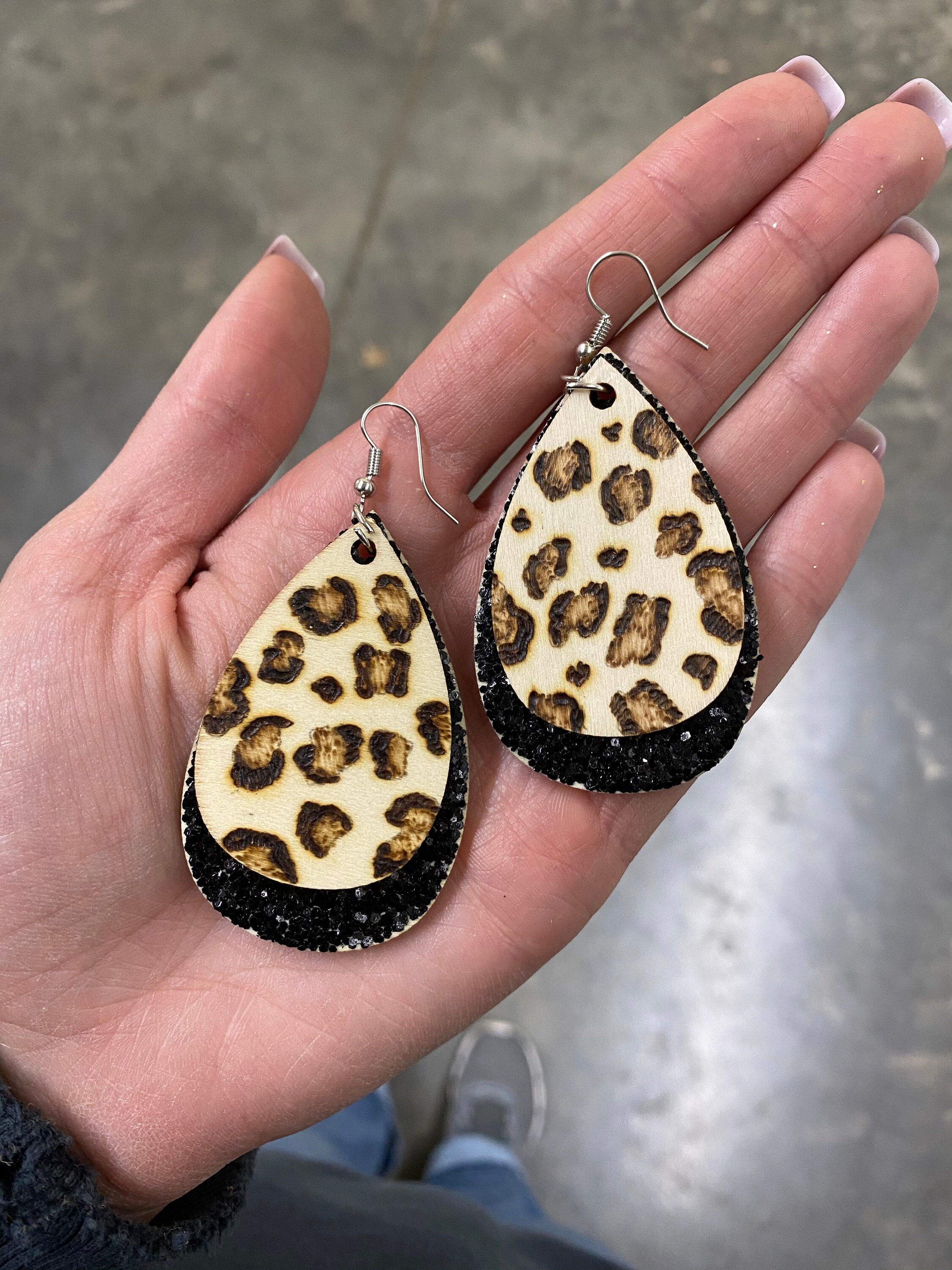 Glitter Cheetah Earrings - Etsy