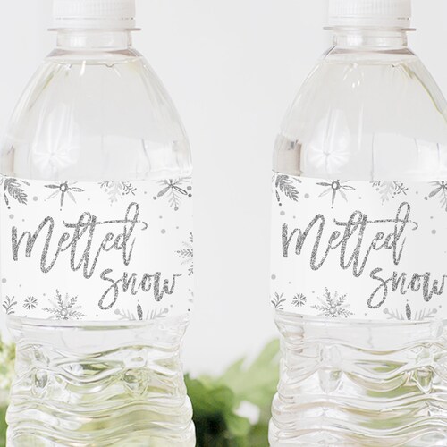 Melted Snow Water Bottle Labels Winter Onederland First | Etsy