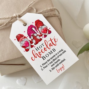 Gnomes Hot Cocoa Bomb Tags Printable, Hot Chocolate Bomb Instructions ...