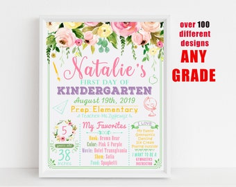 Sunflowers First Day of School Sign Printable Girl Back to | Etsy