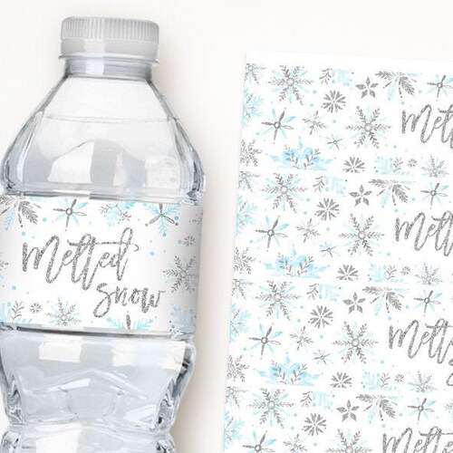Melted Snow Water Bottle Labels Winter Onederland First - Etsy
