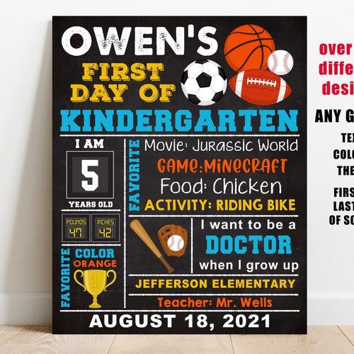 First Day of School Sign Back to School Chalkboard Poster | Etsy