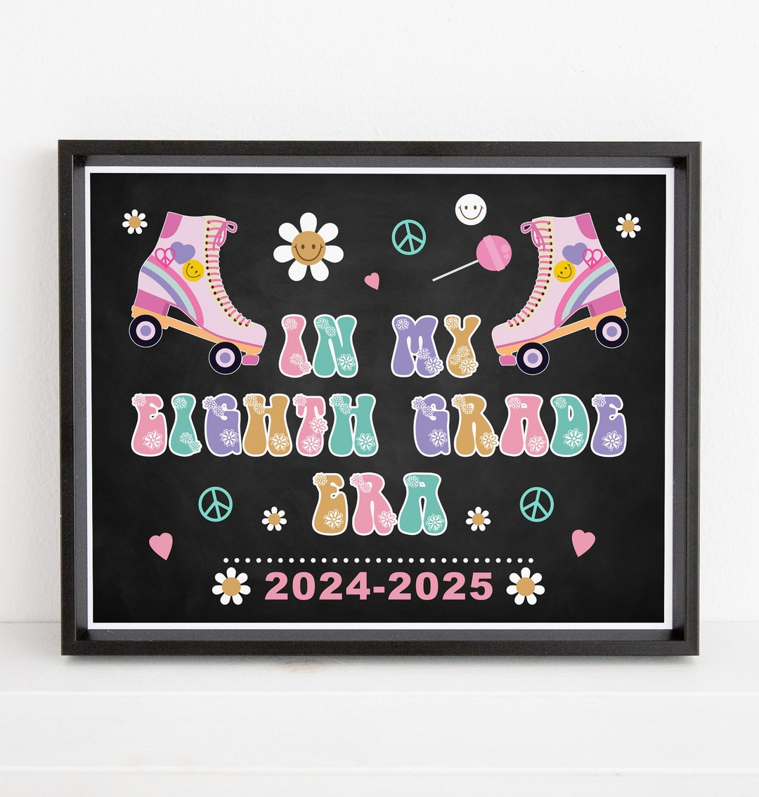 First Day of 8th Grade Sign Printable Retro Back to School Chalkboard ...