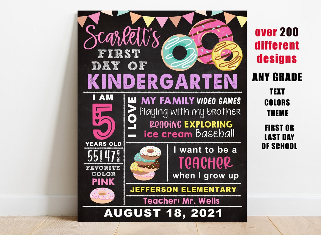Donuts First Day of School Sign Printable, Girl Back to School ...