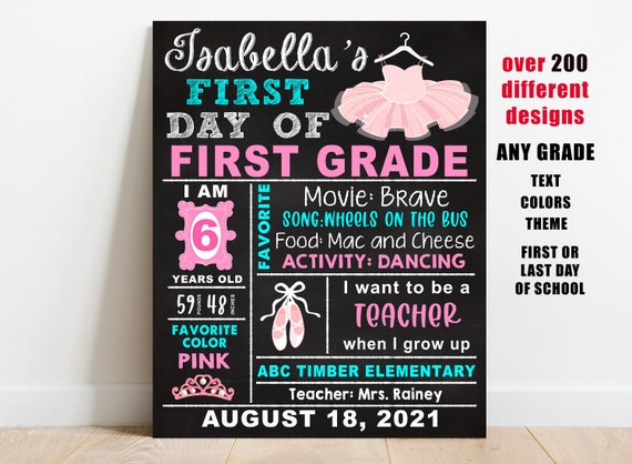 Ballerina First day of school sign girl back to school | Etsy