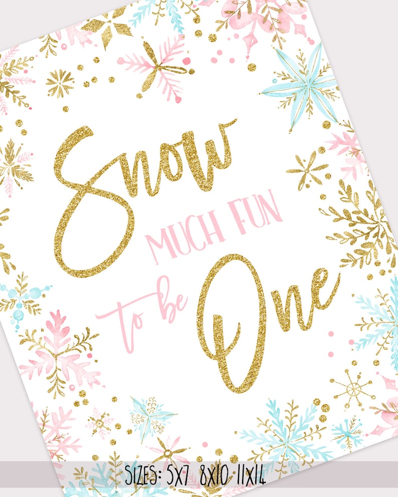 Snow Much Fun to Be One Printable Sign, Winter Onederland First ...