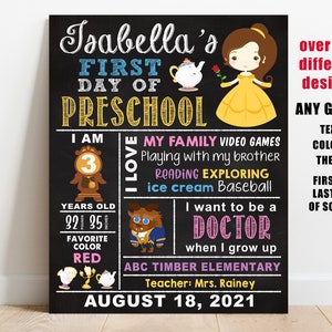 Princess First Day of School Printable Sign, Girl Back to School ...