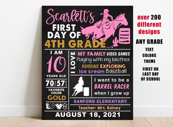 Barrel Racing First Day of School Sign Printable Girl Back to - Etsy