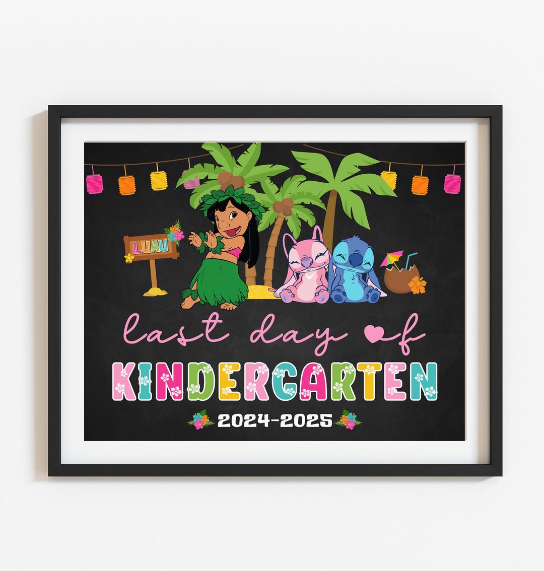 Last Day of Kindergarten Sign, Girls Last Day of School Sign Printable ...
