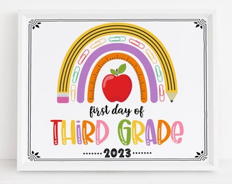 Boho Rainbow First Day of Daycare Sign Printable Girl Back to - Etsy