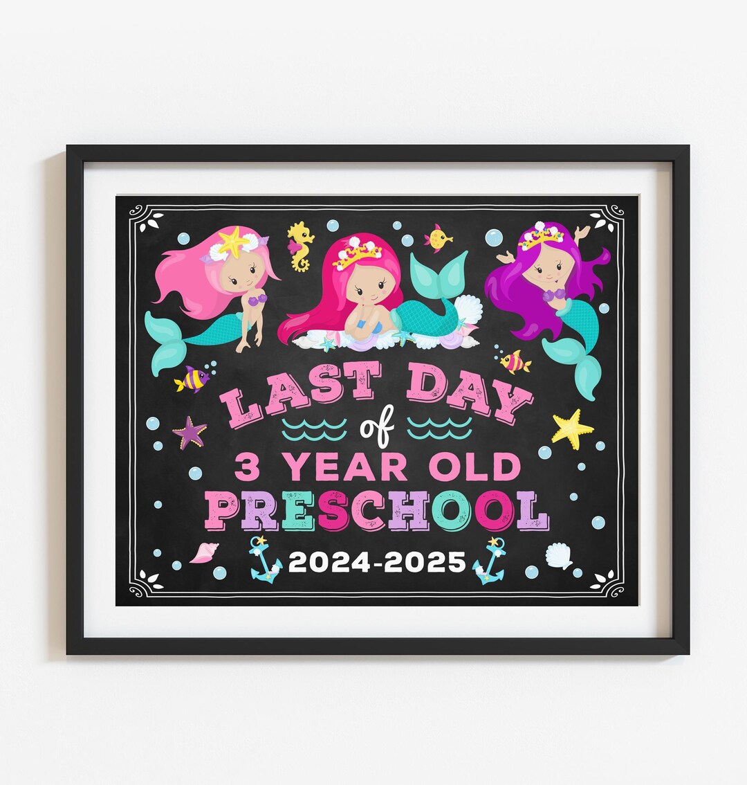 Last Day of 3 Year Old Preschool, Girls Last Day of School Sign ...