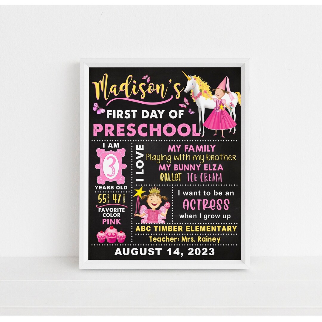 Girls First or Last Day of School Sign Printable, Back to School ...