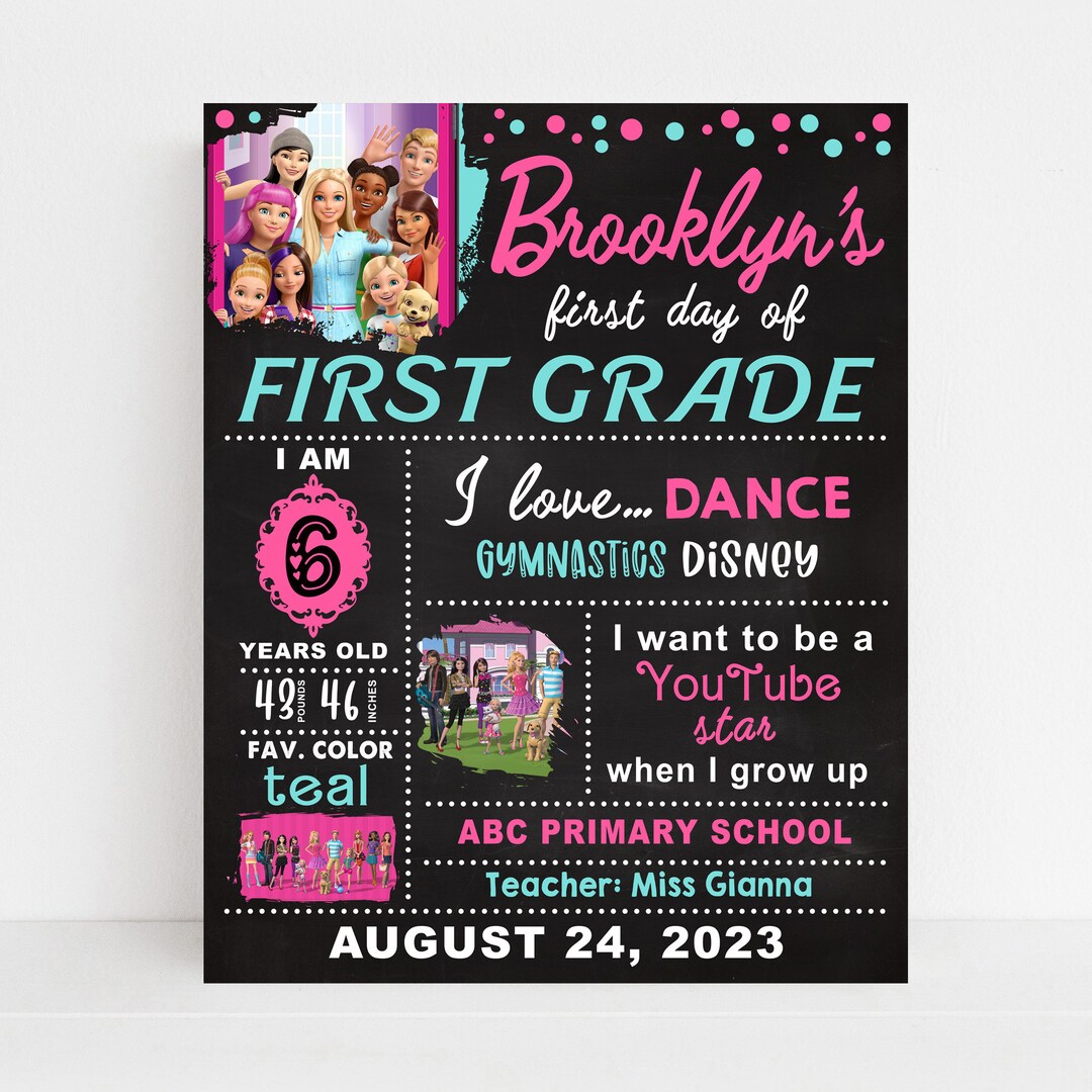 Girls First or Last Day of School Sign Printable, Preschool ...