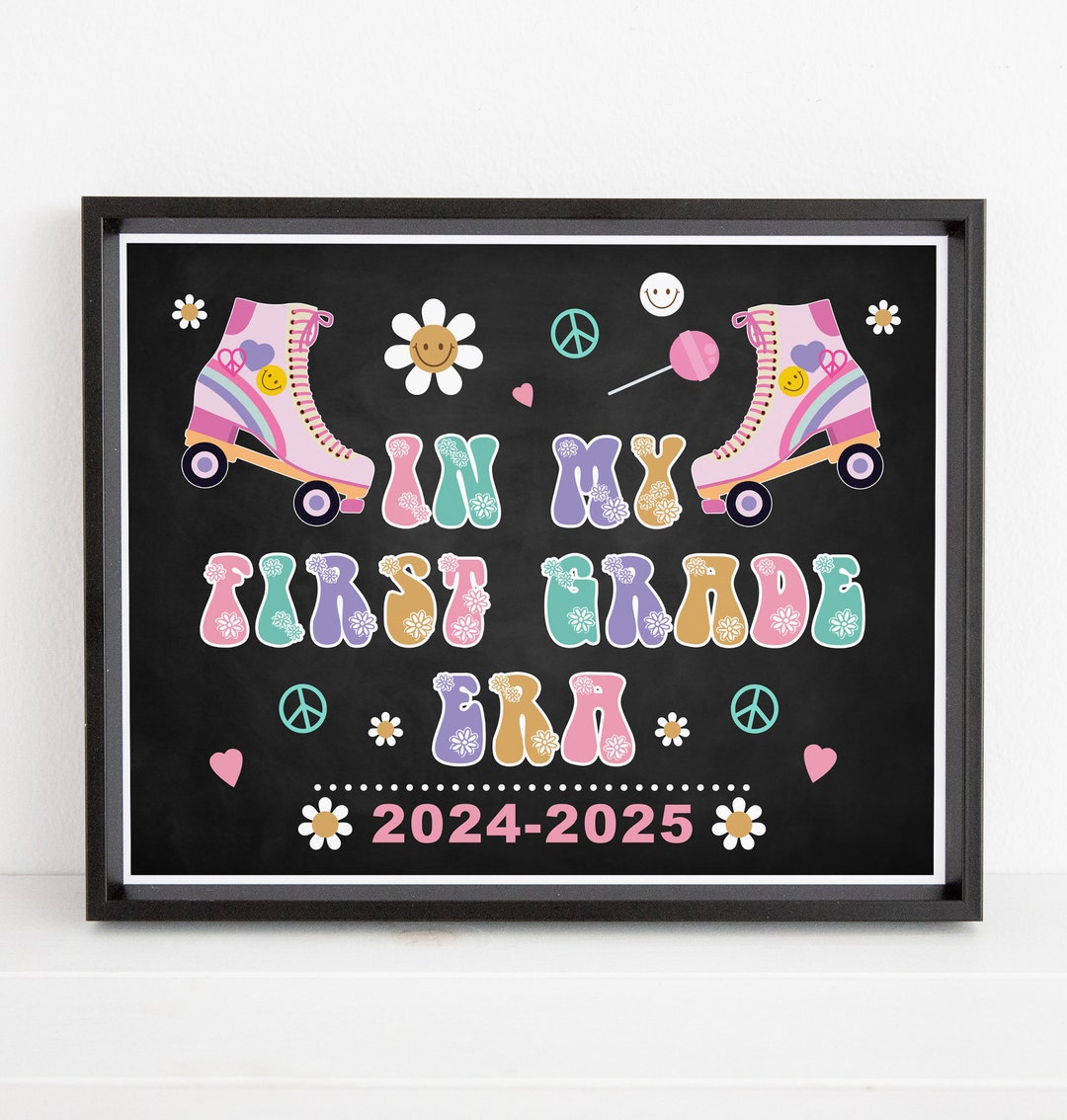First Day of 1st Grade Sign Printable, Retro Back to School Chalkboard ...