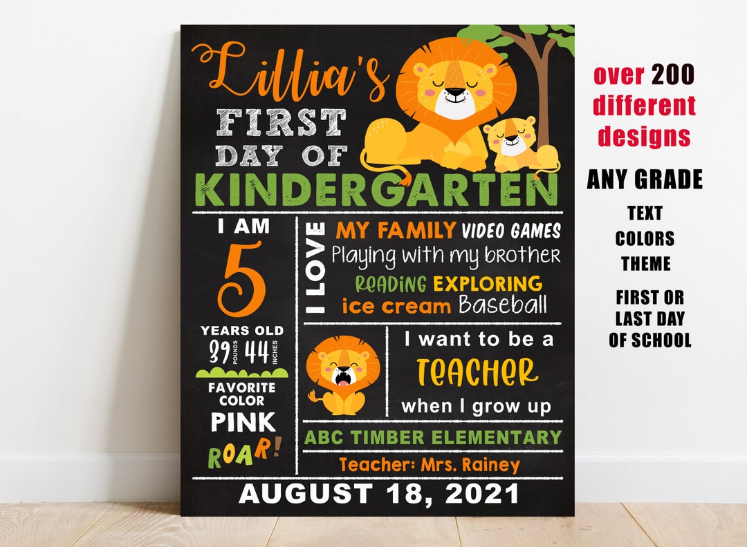Lion First Day of School Sign Printable, Back to School Chalkboard ...
