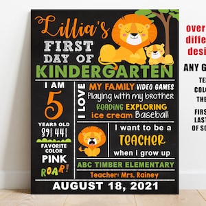 Lion First Day of School Sign Printable, Back to School Chalkboard ...