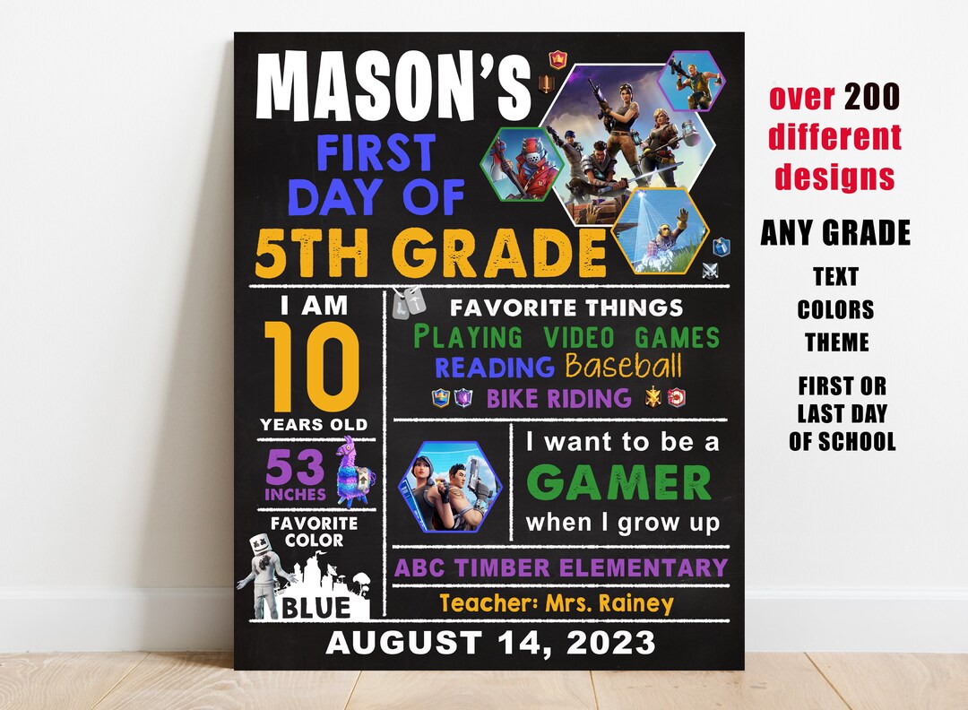 Video Game First or Last Day of School Sign Printable, Gamer Back to ...