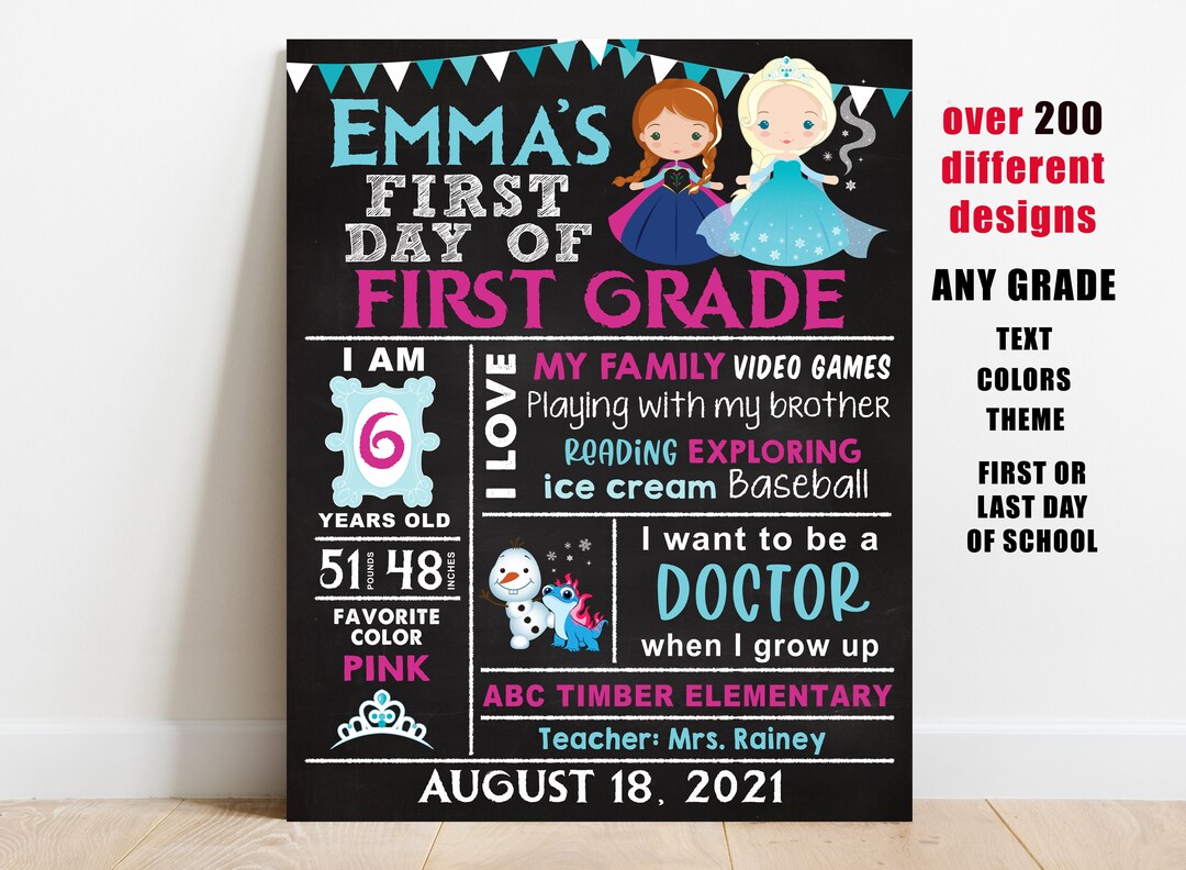 Princess First Day of School Sign Printable, Girl Back to School ...