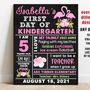 Flamingo First Day of School Sign, Girl Back to School Chalkboard ...