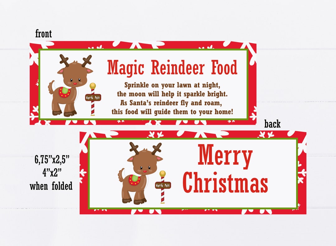 Magic Reindeer Food Bag Toppers Printable, Christmas Birthday Party ...