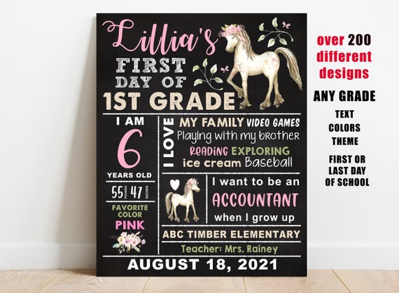 First Day of School Sign Printable Boho Horse Back to School - Etsy