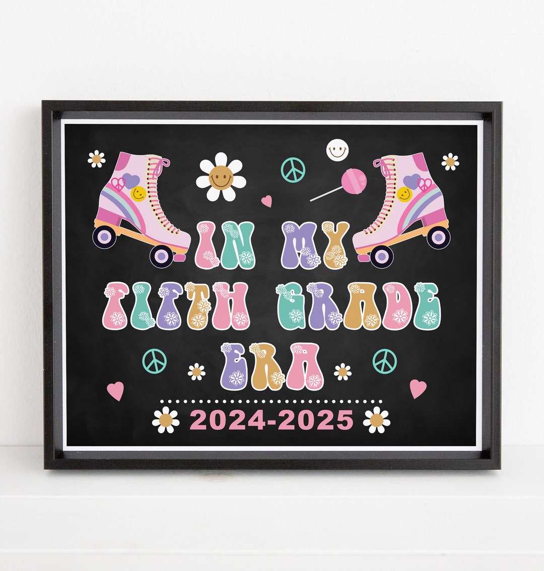 First Day of 5th Grade Sign Printable, Retro Back to School Chalkboard ...