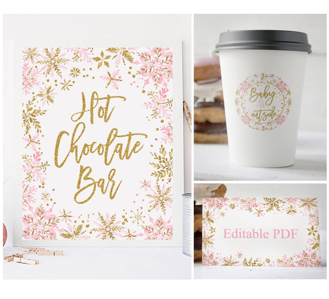 Hot Chocolate Bar Kit Printable, Winter Onederland First Birthday Party ...