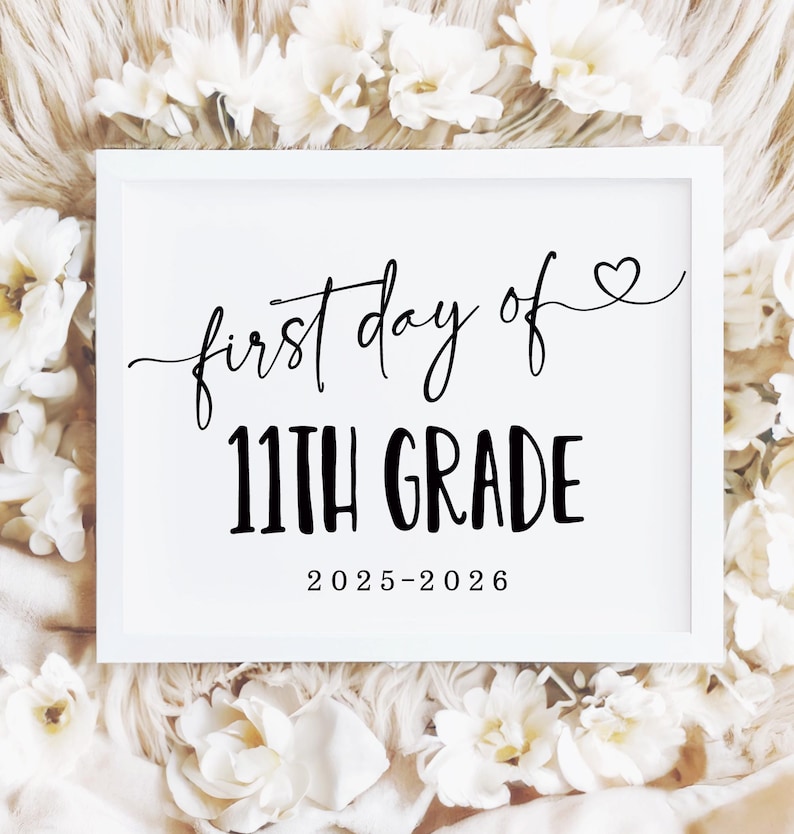 Modern First Day of 11th Grade Printable Sign, Back to School Photo ...