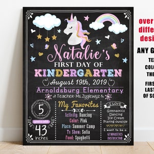 Unicorn First Day of School Sign Printable, Girl Back to School ...