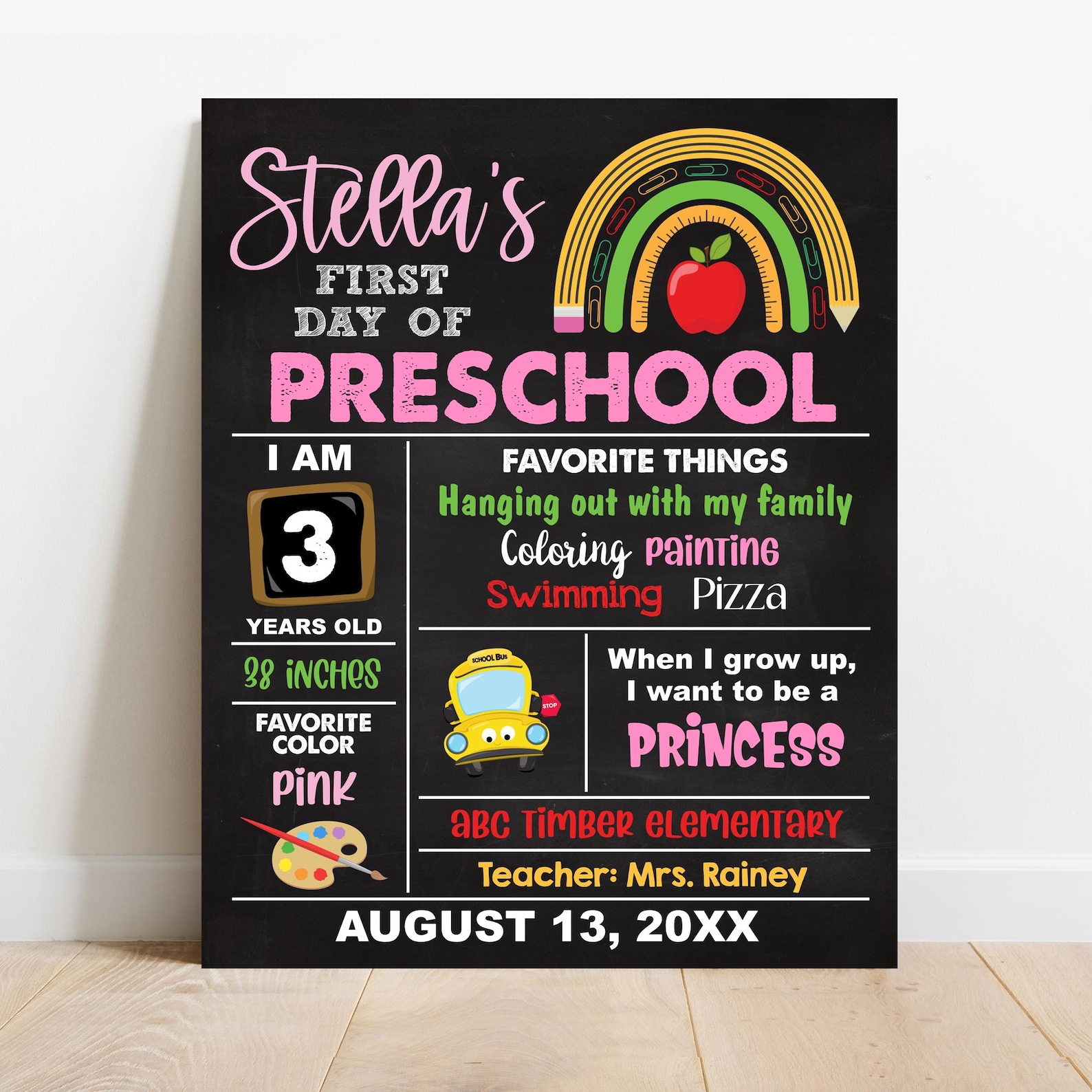 EDITABLE Girl First or Last Day of School Sign, Photo Prop, Any Grade ...
