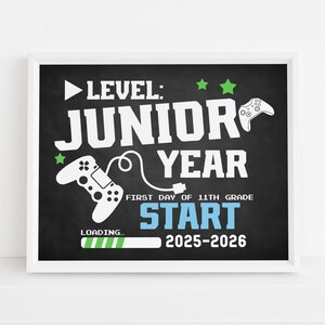 Gamer First Day of Junior Year Sign Printable, Video Game Back to ...