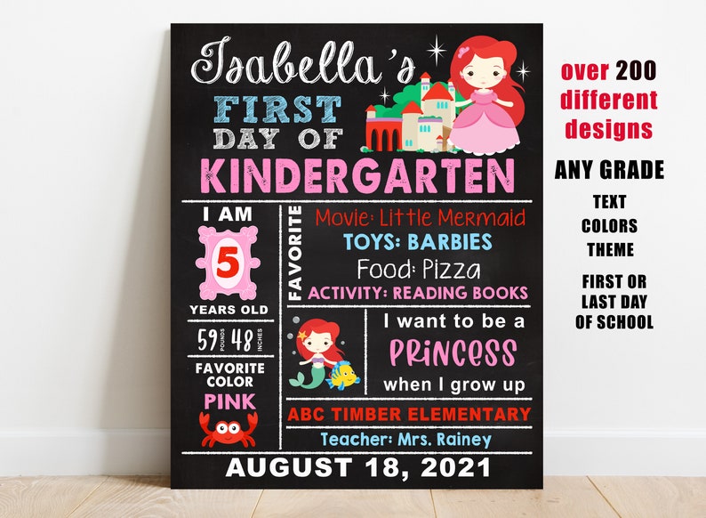 Princess First Day of School Sign Girl Back to School | Etsy