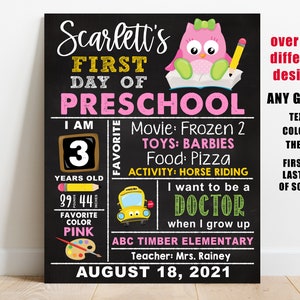 Owl First Day of School Printable Sign 1st Day of Preschool | Etsy