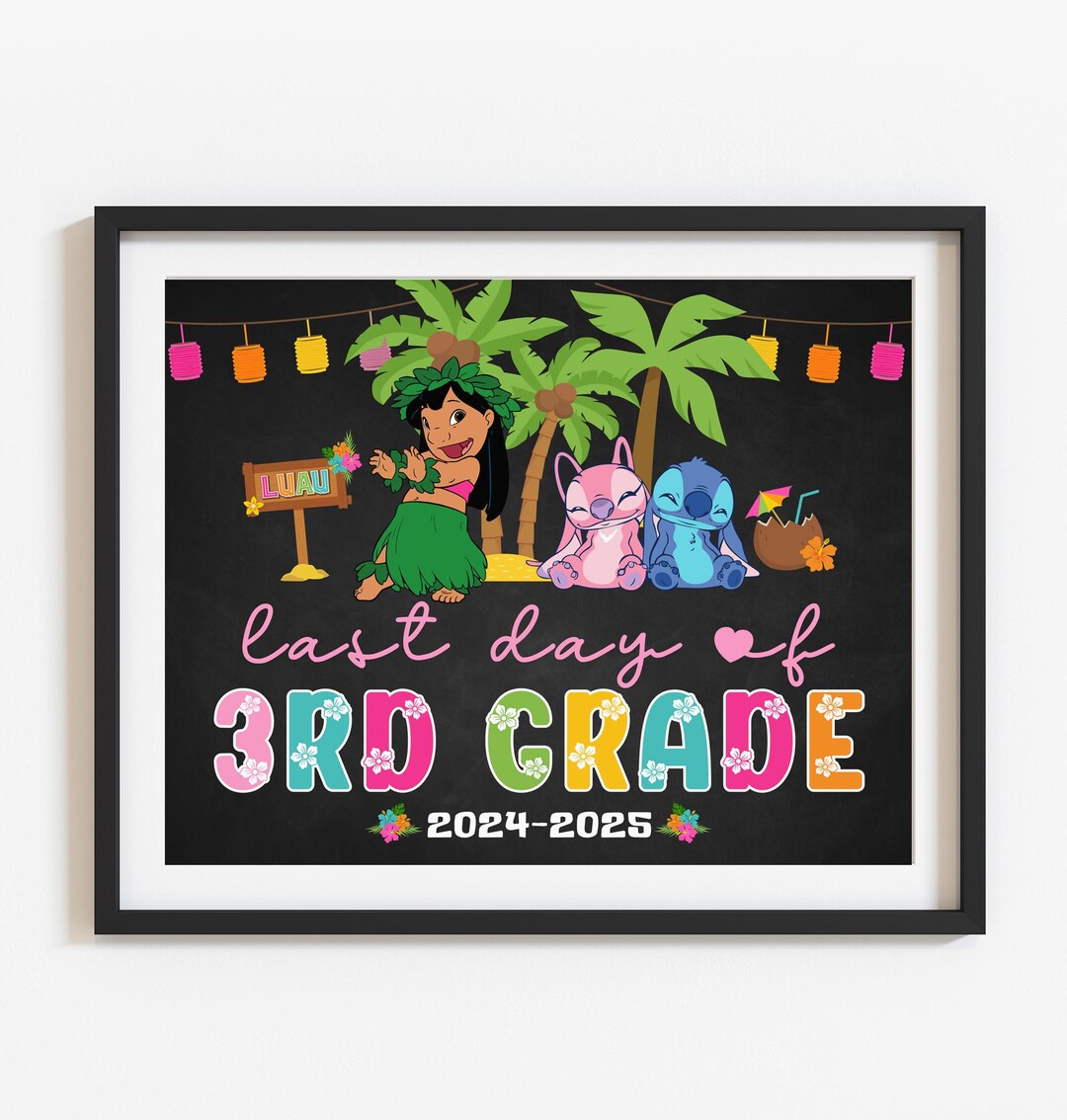 Last Day of 3rd Grade Sign, Girls Last Day of School Sign Printable ...