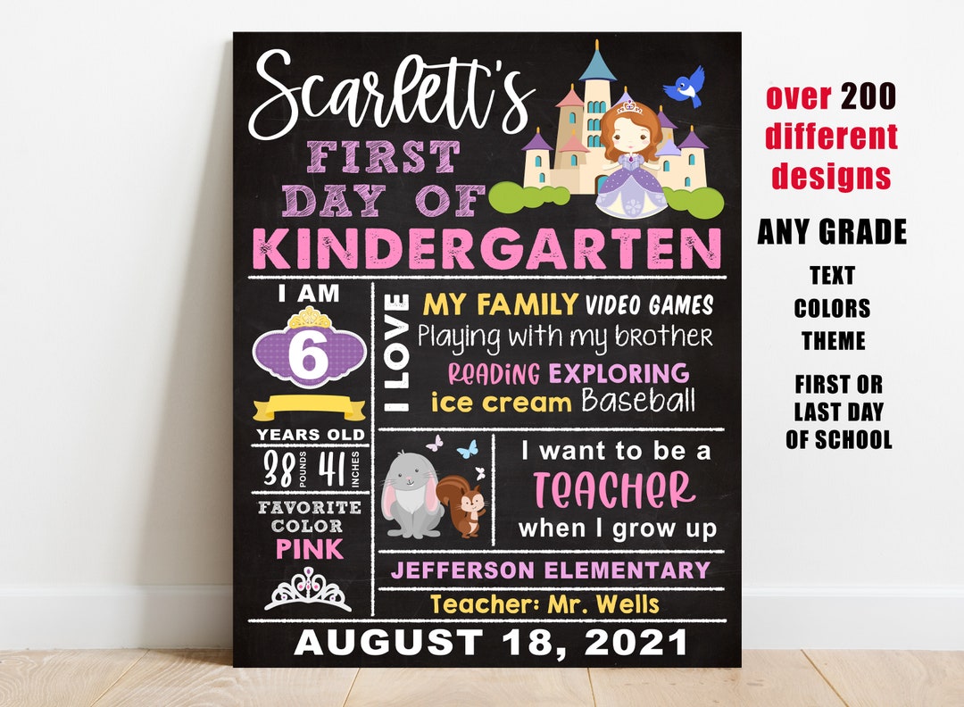 Princess First Day of School Printable Sign, Girl Back to School ...