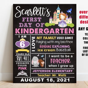 Princess First Day of School Printable Sign, Girl Back to School ...