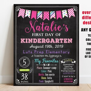 First Day of School Sign Printable, Girl Back to School Chalkboard ...