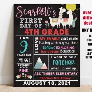 Llama First Day of School Sign Printable, Girl Back to School ...